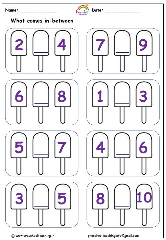 What comes In-between – Numbers – Preschool Teaching